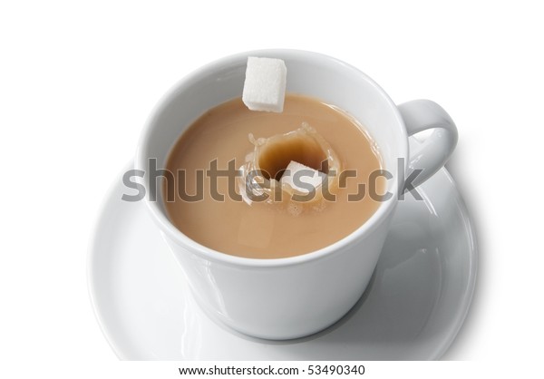 Cube Sugar Dropping Into Cup Tea Stock Photo 53490340 | Shutterstock