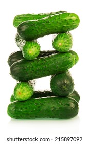 Cucumbers Stack Tower Isolated On White Stock Photo 215897092 ...