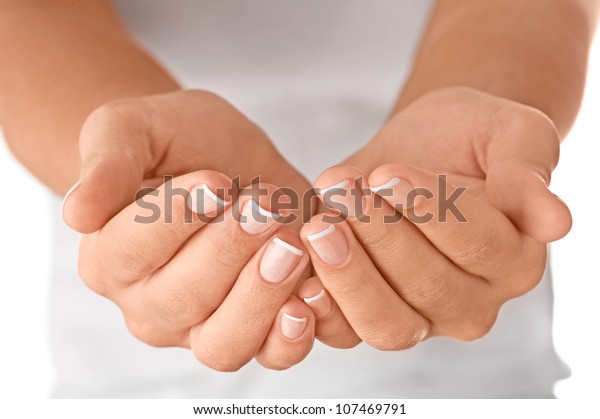 Cupped Empty Hands Over Body Background Stock Photo (Edit Now) 107469791