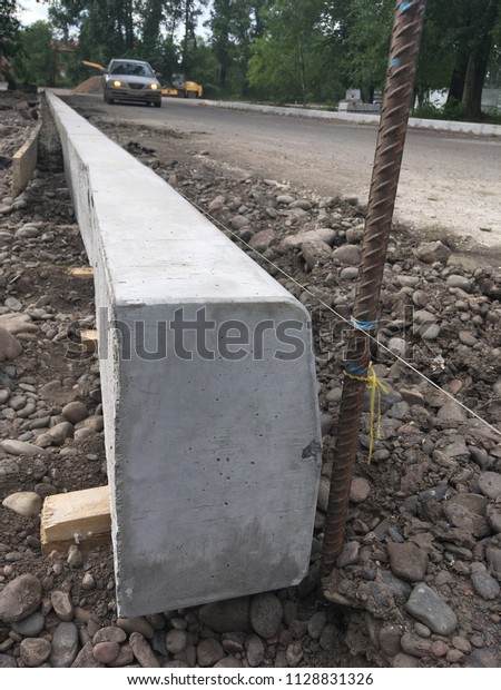 Curb Stone Installation Process Stock Photo 1128831326 | Shutterstock