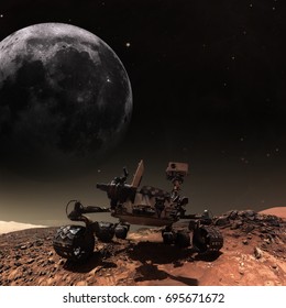 Curiosity Rover Exploring Surface Mars Elements Stock Photo 695671672 ...