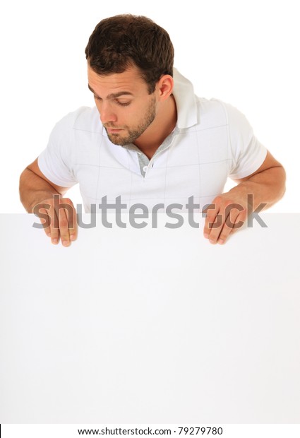 Curious Guy Standing Behind White Wall ภาพสต็อก 79279780 | Shutterstock