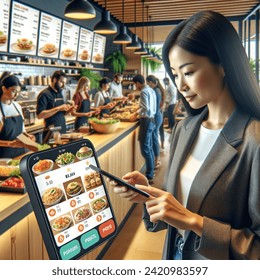 People Fast Food Restaurant Ordering Kiosks AI-generated image ...