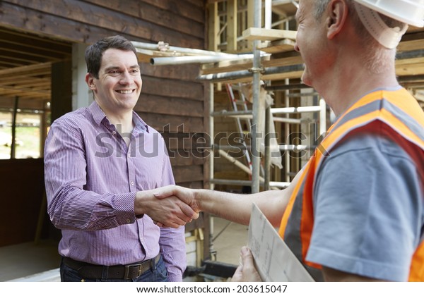 Customer Shaking Hands Builder Stock Photo (Edit Now) 203615047