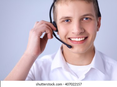 Smiling Customer Service Agent Headset On Stock Photo (Edit Now) 42501112