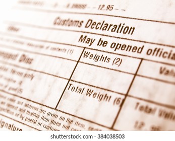 Customs Declaration On Foreign Packet Parcel Stock Photo 384038503 ...