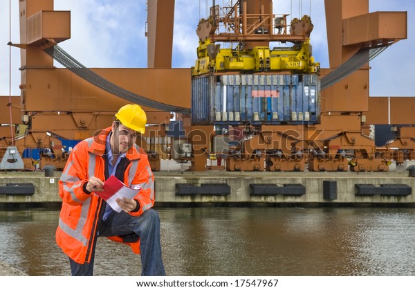 Customs Officer Checking Unloading Containers Commercial Stock Photo ...
