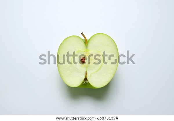 Cut Green Apple Split Half On Stock Photo (Edit Now) 668751394