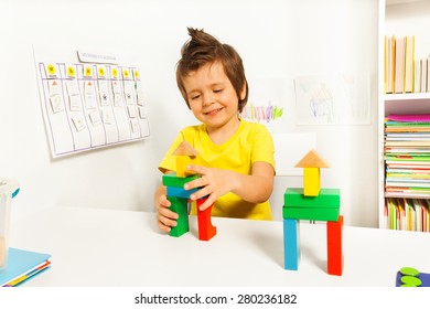Laughing Cute Boy Putting Blocks Sequence Stock Photo 280724756 ...
