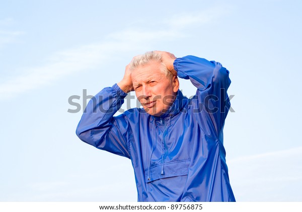Cute Old Man Blue Posing Sky Stock Photo 89756875 | Shutterstock