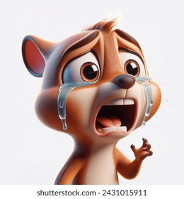 Cute Cartoon Illustration Squirrel Crying Because AI-generated image ...