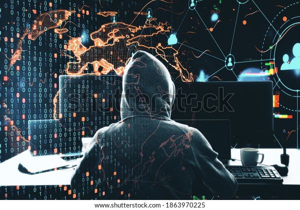 Cyber Attack Process Hacker Using Computer Stock Photo 1863970225 ...