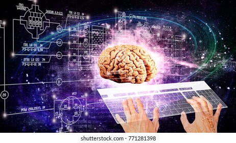 Cyber Brain Technology 3d Rendering Stock Photo (Edit Now) 771281398