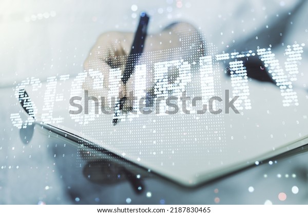 Cyber Security Creative Concept Man Hand Stock Photo 2187830465 ...