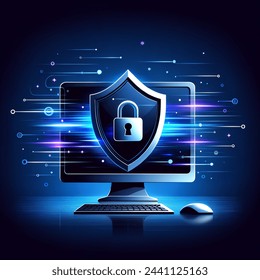 Cyber Security Shield Lock Computer Monitor AI-generated image ...