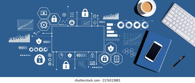 Cyber Security Theme Computer Keyboard Office Stock Photo 2176513881 ...
