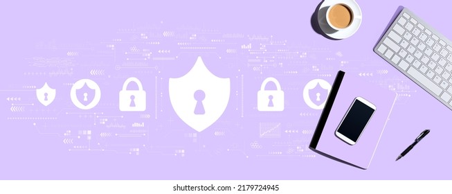 Cyber Security Theme Computer Keyboard Office Stock Photo 2179724945 ...