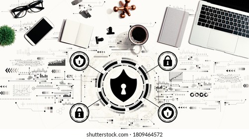 Cyber Security Theme Laptop Computer On Stock Photo 1809464572 ...