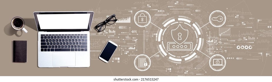 Cyber Security Theme Laptop Computer On Stock Photo 2176515247 ...