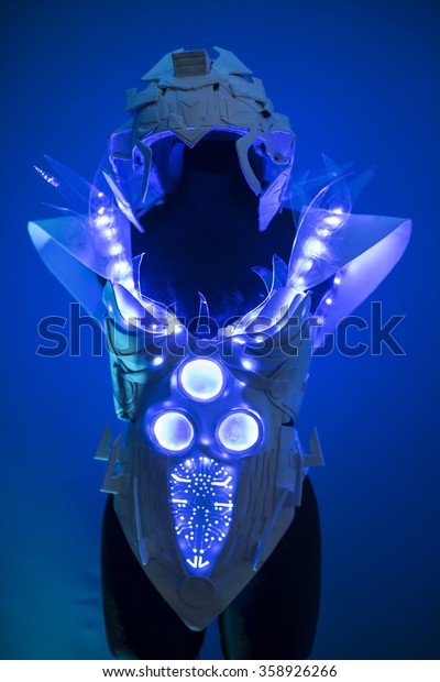 Cyborg Bionic Armor Blue Led Lights Stock Photo 358926266 | Shutterstock