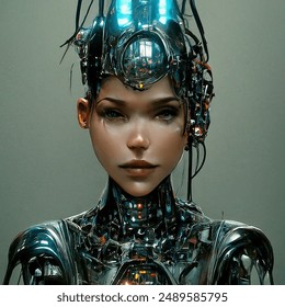 Female Android Full Body Wires Tubes AI-generated image 2506297167 ...