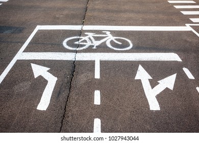 Marking Bike Path On Sidewalk Stock Photo (Edit Now) 1704426019
