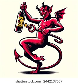 Dancing Devil Holding Bottle Red Wine AI-generated image 2442136877 ...