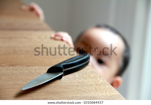 Dangerous Hazardous Kitchenkitchen Knife Put On Stock Photo 1010684437 ...