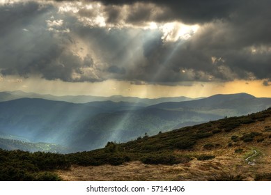 Dark Clouds Sun Rays Mountains Hdr Stock Photo 57141406 | Shutterstock