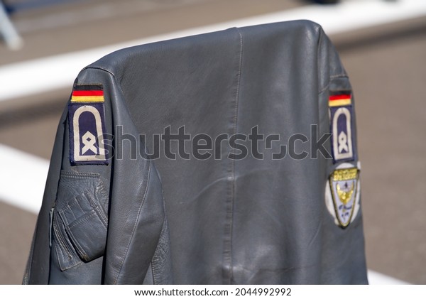 Dark Grey Leather Jacket Emblems German Stock Photo 2044992992 ...