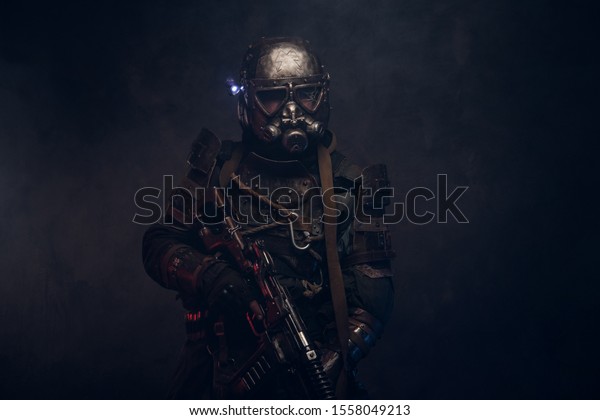 Dark Post Apocalypse Knight Posing Photographer Stock Photo 1558049213 ...
