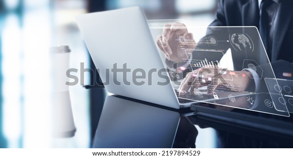 Data Scientists Man Programmer Using Laptop Stock Photo 2197894529 ...