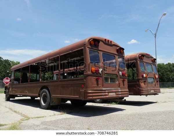 Davis Rustic Tour Buses Without Glass Stock Photo (Edit Now) 708746281