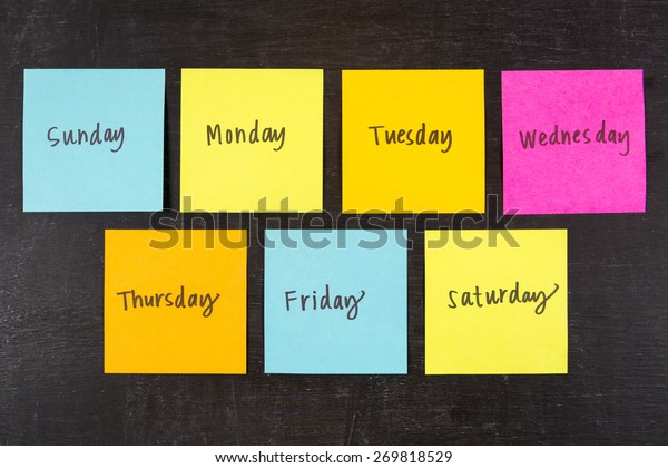 Days Week Sticky Notes Stock Photo (Edit Now) 269818529
