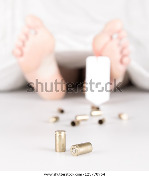 Dead Body Toe Tag Bullets White Stock Photo 123778954 | Shutterstock