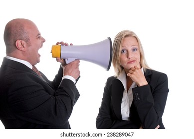 Angry Boss Suit Yelling Into Megaphone Stock Photo 84173320 | Shutterstock
