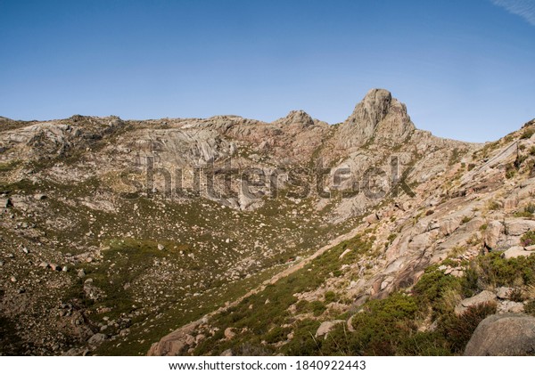 Deep Mountain Valley Surrounded By Peaky Stock Photo 1840922443 ...