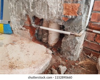New Water Plumbing Wall Stock Photo (Edit Now) 740491936