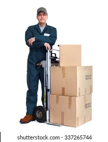 Delivery Man Boxes Express Post Shipping Stock Photo 337265744 ...