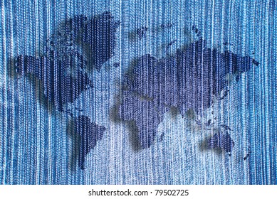 Denim World Map Denim Texture Background Stock Photo (Edit Now) 79502725