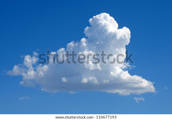 Dense Single Cloud On Dark Blue Stock Photo (Edit Now) 110677193