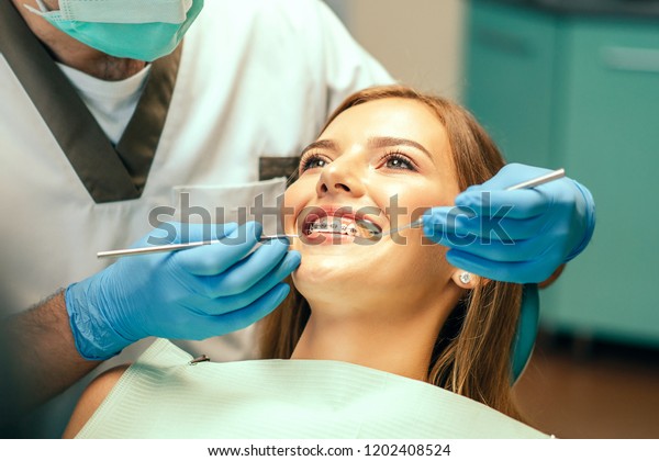 Dentist Examine Female Patient Braces Denal Stock Photo (Edit Now ... Dentist Examine Female Patient Braces Denal Stock Photo (Edit Now ...