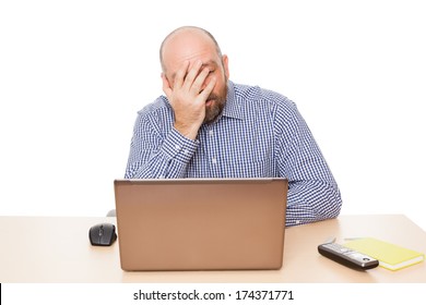 Depressed Man Front Notebook Computer Isolated Stock Photo 174371771 ...