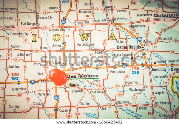 Des Moines On Map Stock Photo (Edit Now) 1666423402