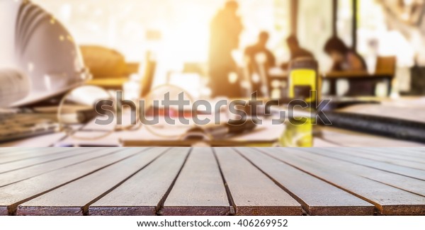 Desk Engineering Project Construction Site Office Stock Photo 406269952 ...