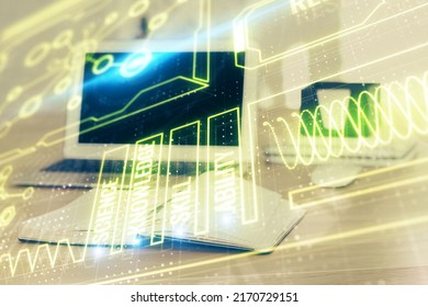 Desktop Computer Background Education Theme Drawing Stock Photo ...