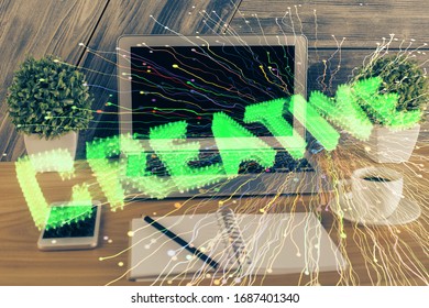 Desktop Computer Background Office Start Theme Stock Photo 1687401340 ...