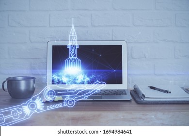 Desktop Computer Background Office Start Theme Stock Photo 1694984641 ...