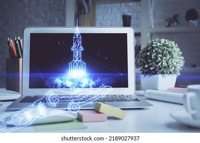Desktop Computer Background Office Start Theme Stock Photo 2189027937 ...
