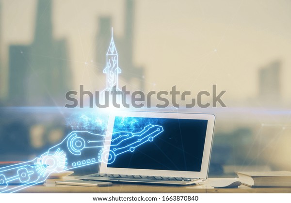 Desktop Computer Background Office Start Theme Stock Photo 1663870840 ...